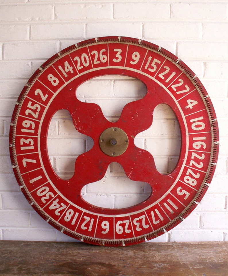 Extra Large Vintage Gaming Wheel Double Sided Red and White | Etsy