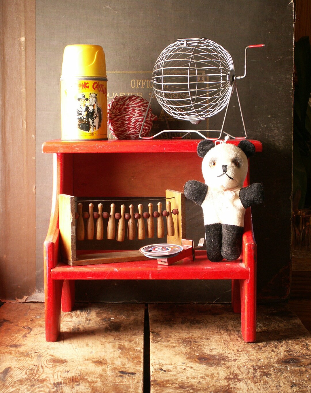 Vintage Red Wood Foot Stool - Great Kids Room Decor - Holiday Display ...