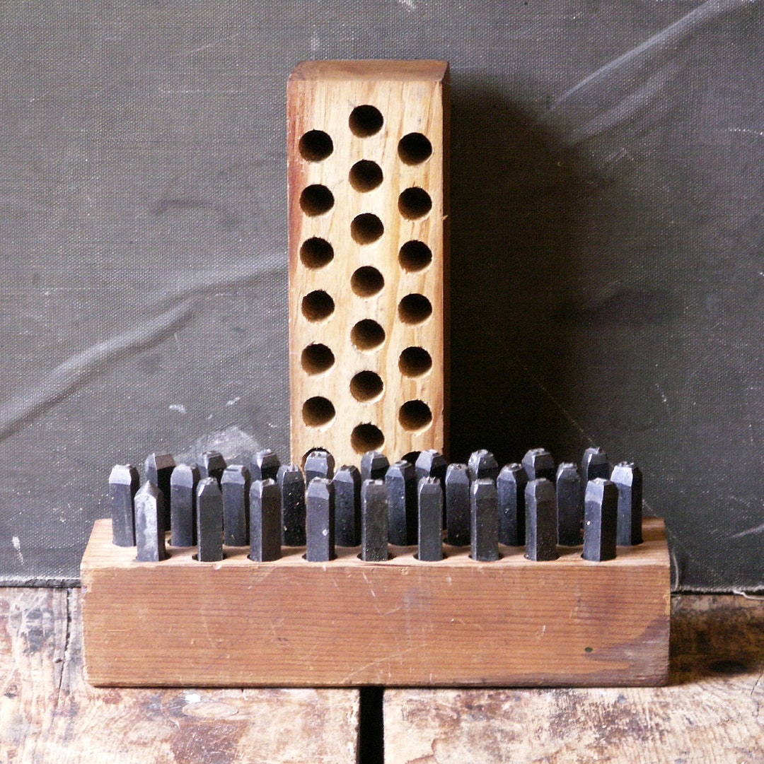 Vintage Young's Steel Alphabet Punch Set in Original Wood Box - 1/4 ...