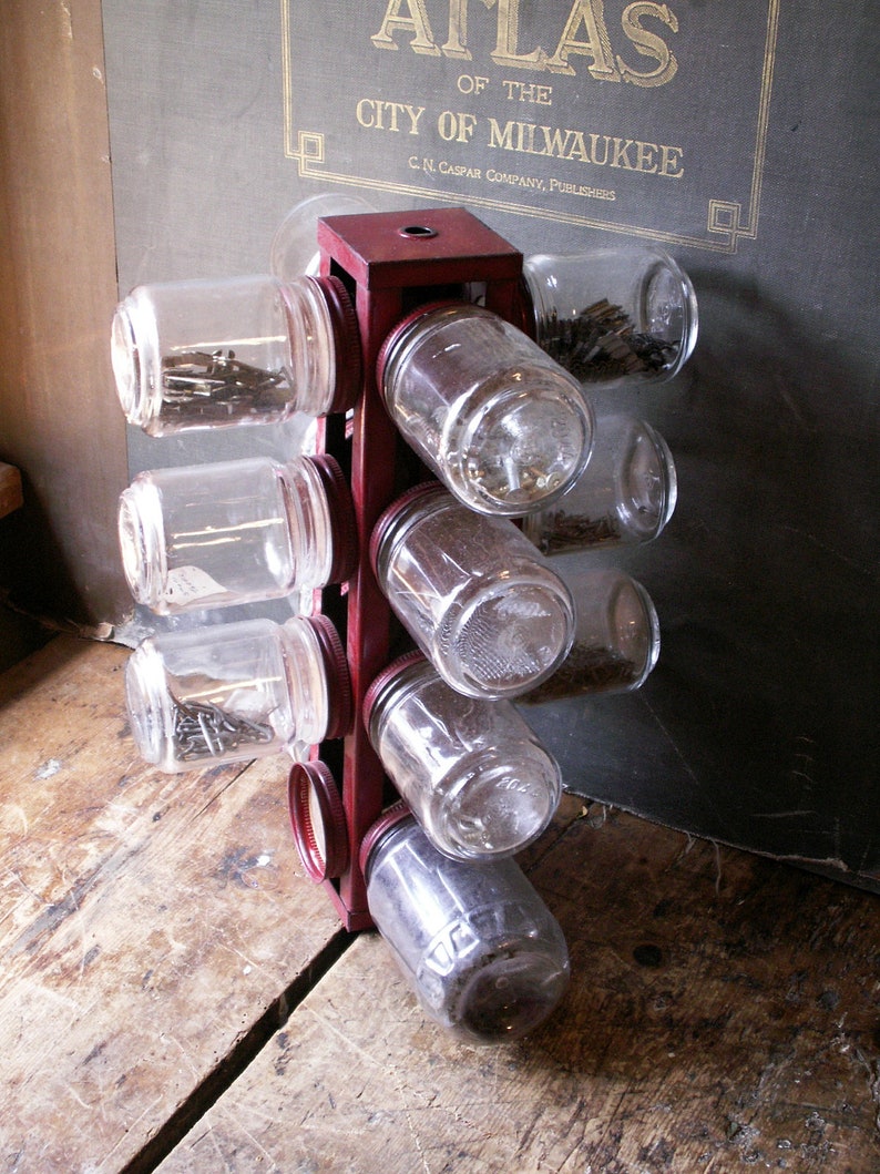 Vintage Handmade Spinning Hardware Caddy Red Bracket With | Etsy