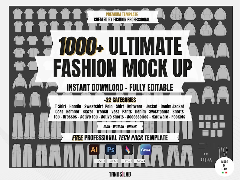 1000+ Premium Fashion Mockup Bundle - Clothing Vector Mockup Pack ...