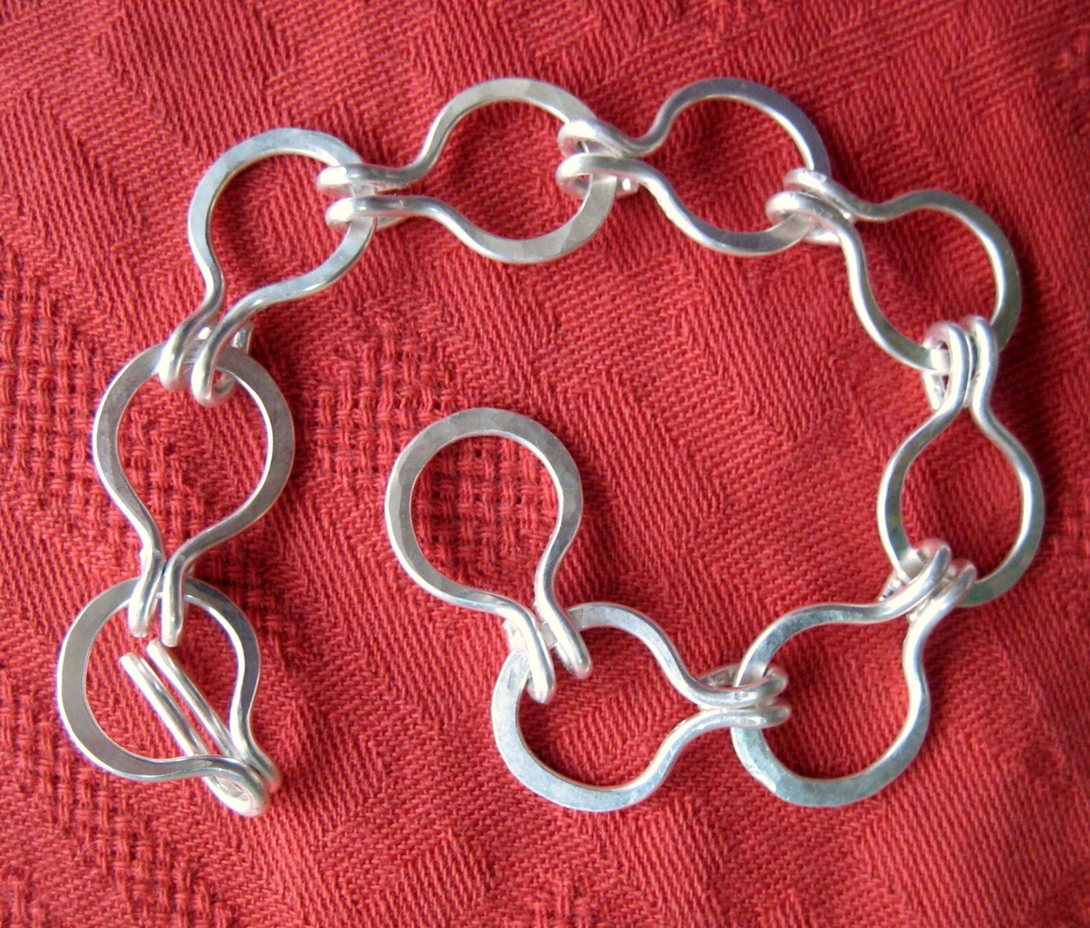 Chain Bracelet W Heavy Hand Forged Links in Fine Silver - Etsy