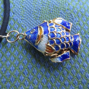 Sun Fish Pendant in Colorful Cloisonne & Gold Tone With Cord - Etsy