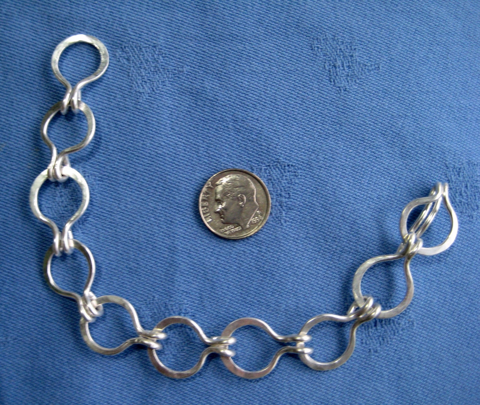 Chain Bracelet W Heavy Hand Forged Links in Fine Silver - Etsy