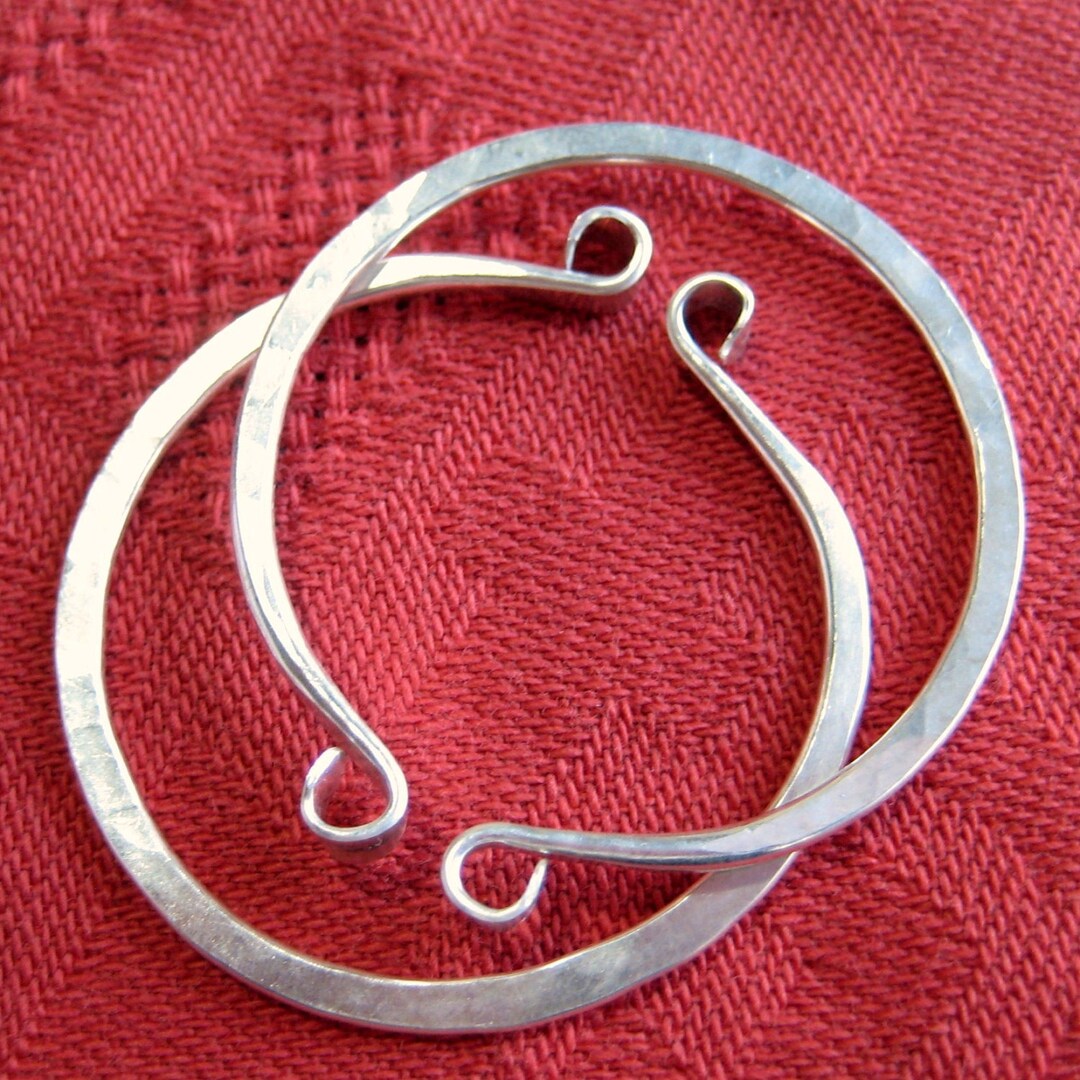 Medium Hand Forged Silver Hoops for Non Pierced Ears - Etsy