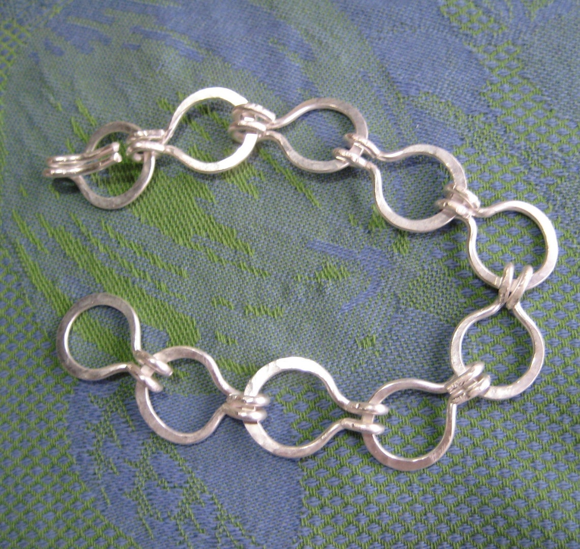 Chain Bracelet W Heavy Hand Forged Links in Fine Silver - Etsy