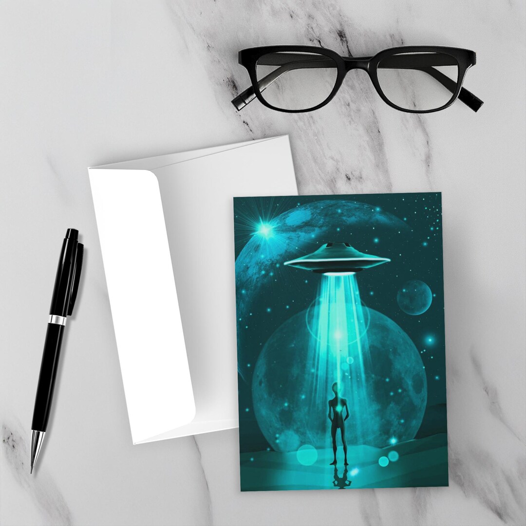 Alien Greeting Cards: Celestial Art Note Cards, Pack of 5 - Etsy