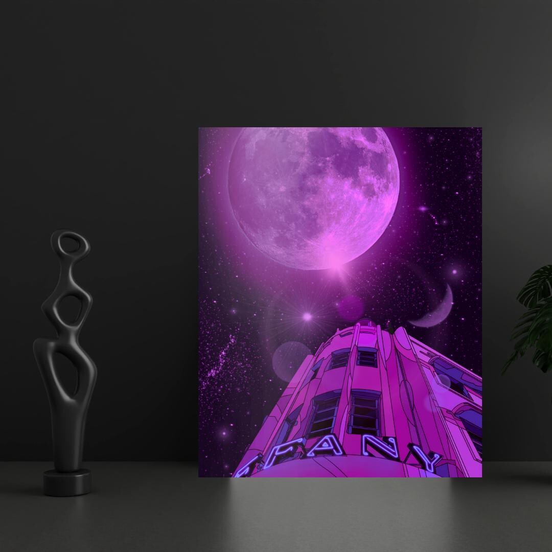 Miami Nights Art Print: Retro Futurism, Synthwave, Full Moon - Etsy