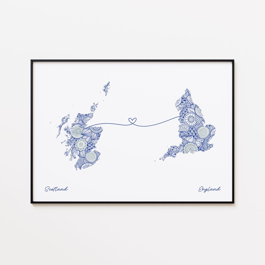 Scotland England Map Print, Country Connection Art, Moving Away Gift - Etsy
