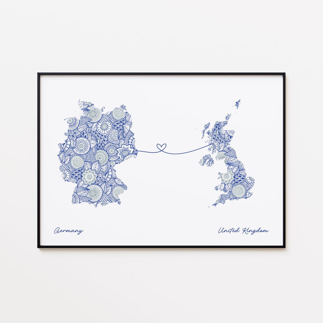 Germany United Kingdom Map Print, Moving Abroad Gift, Moving Away Gift ...