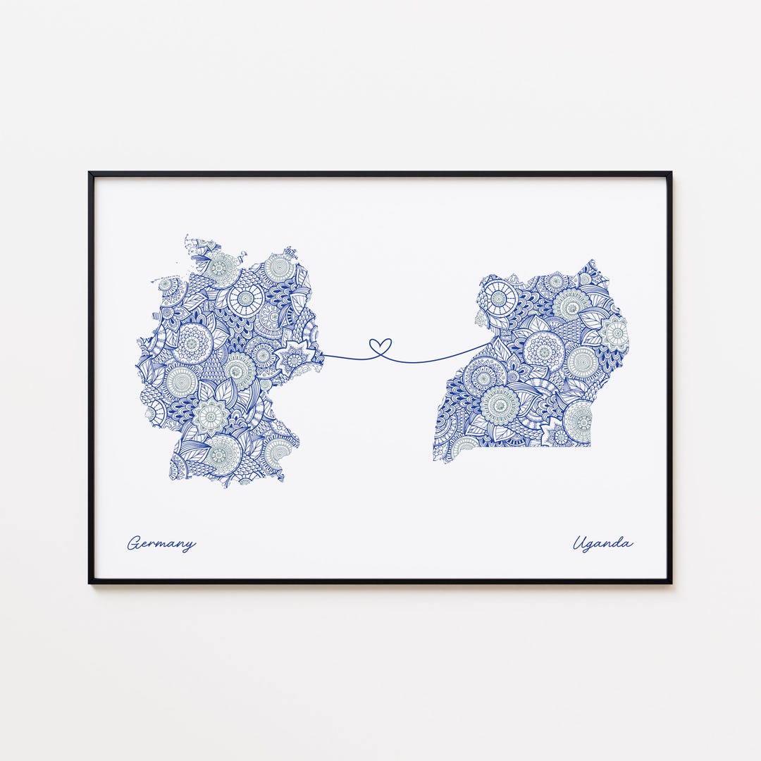 Germany Uganda Map Print, Country Connection Art, Long Distance Gift - Etsy