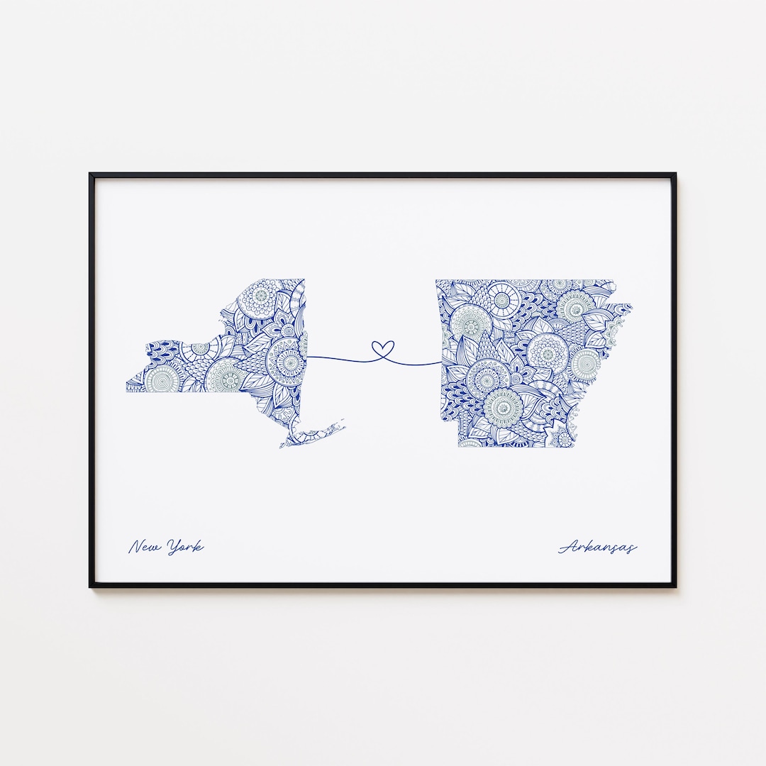 New York Arkansas Map Print, State Heart Map, Housewarming Gift - Etsy
