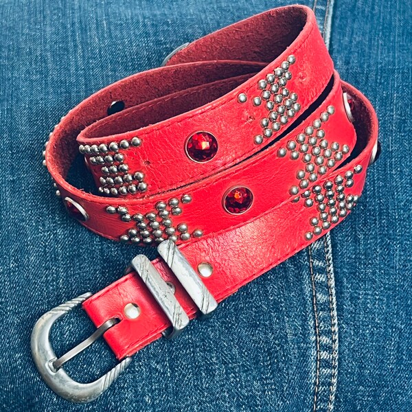 Red Studded Belt - Etsy