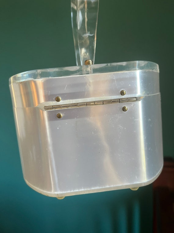 50's Vintage Carved Lucite Ice Purse Handbag Frosted … - Gem