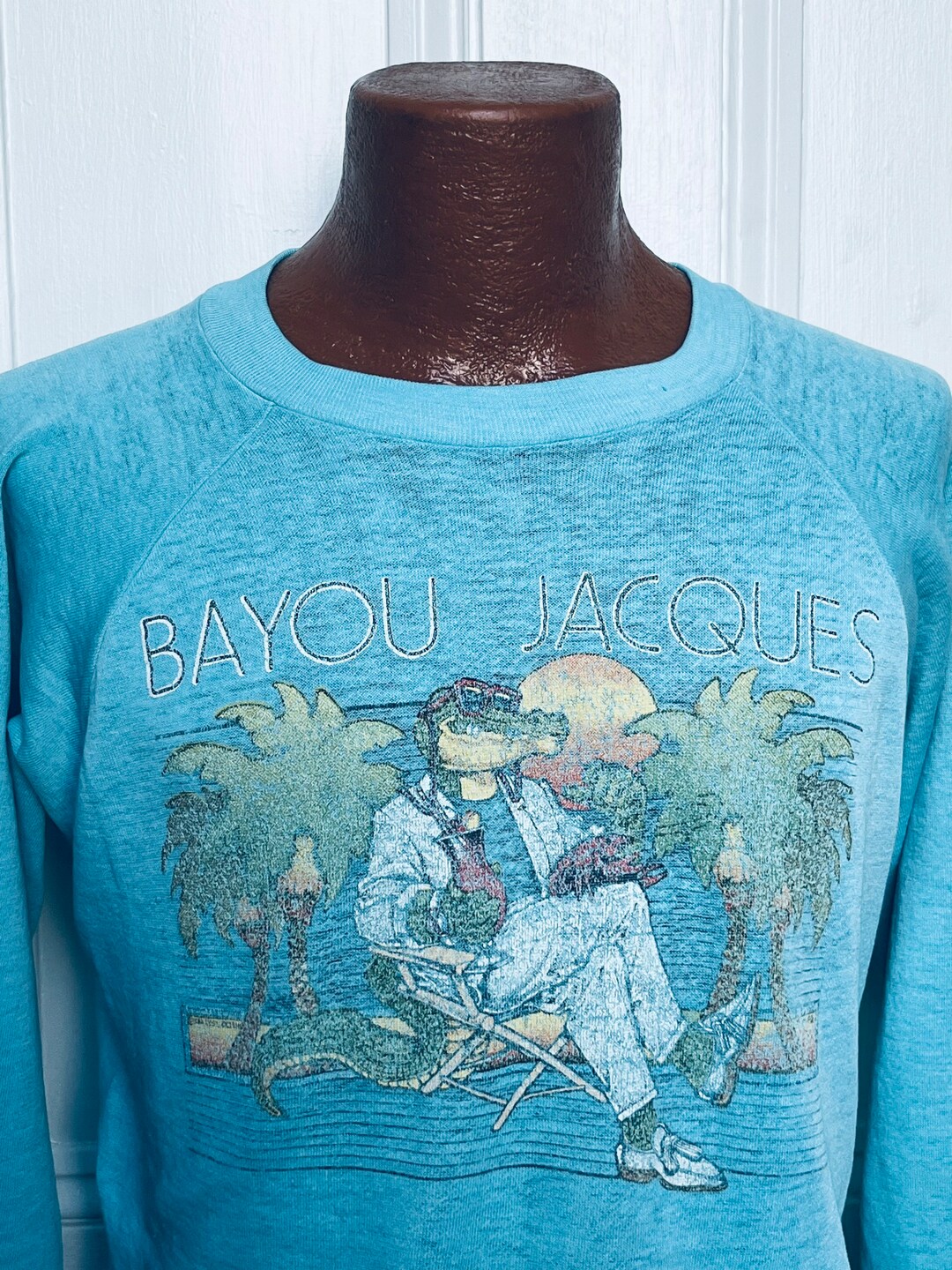 80's Vintage Distressed Bayou Jacques Alligator Sweatshirt - Etsy