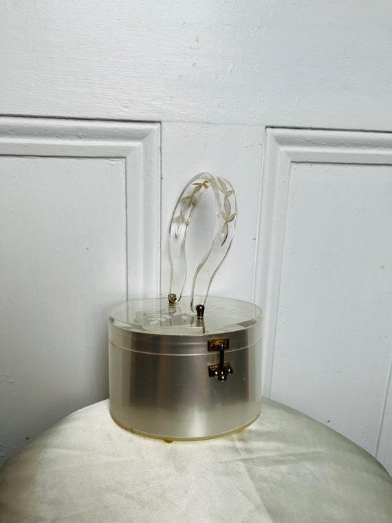 50's Vintage Carved Lucite Ice Purse Handbag Frosted … - Gem