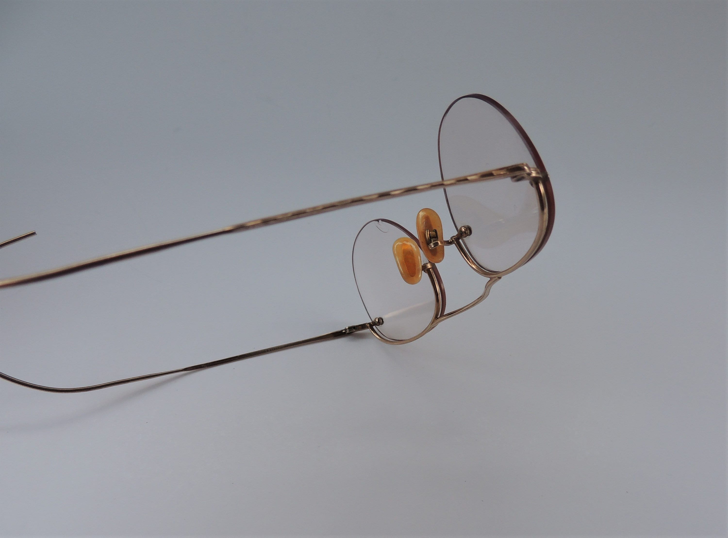 Vintage Gold Wire Frame Eyeglasses With Brown Shuron Case / Wire Rimmed ...