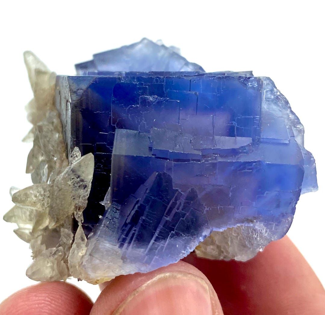 299 Carat Unique Natural Blue Line Phantom Cubic FLUORITE With CALCITE ...