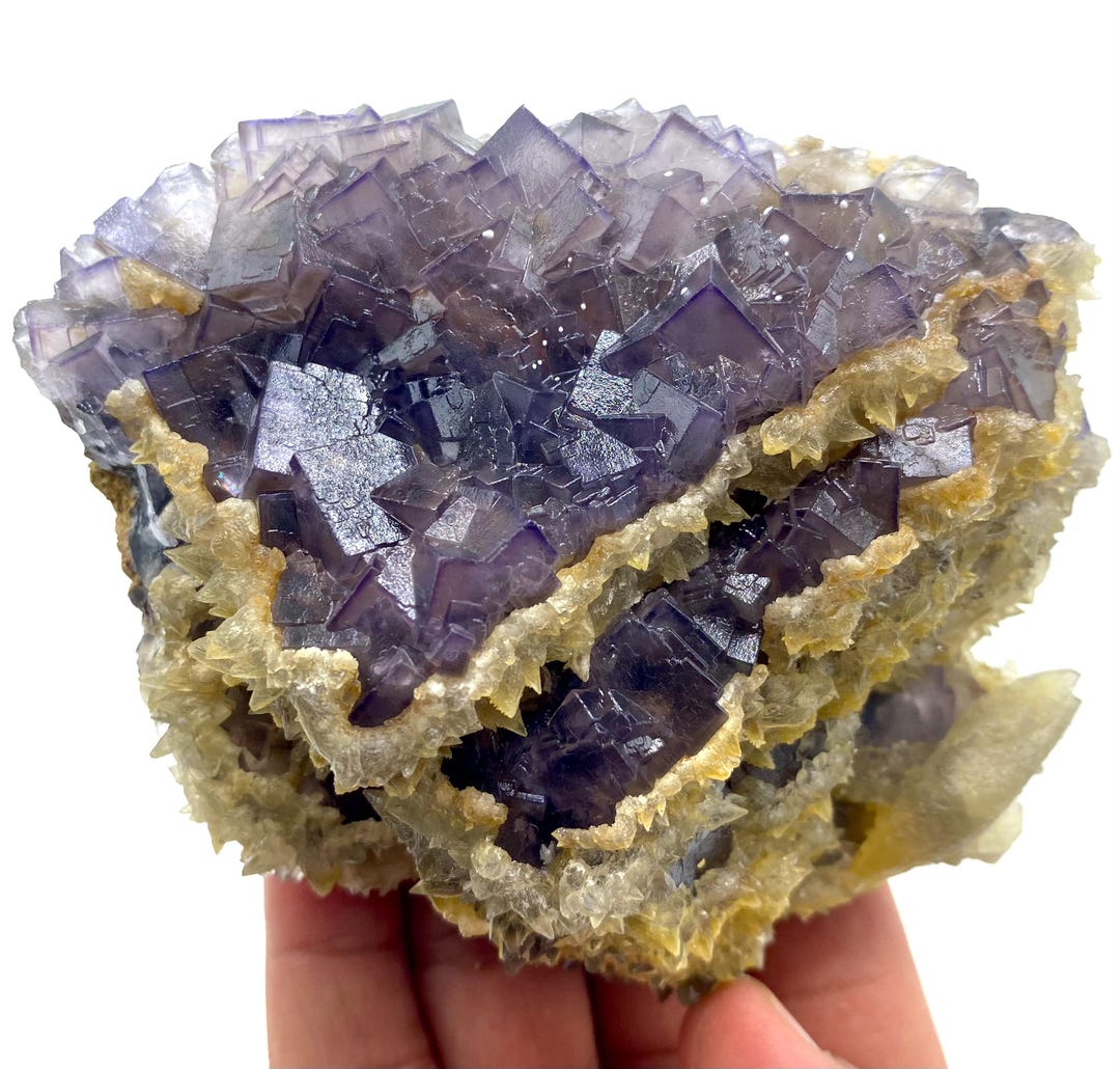 471 Gram Unique Shape Large Piece! Natural Cubic FLUORITE With CALCITE ...