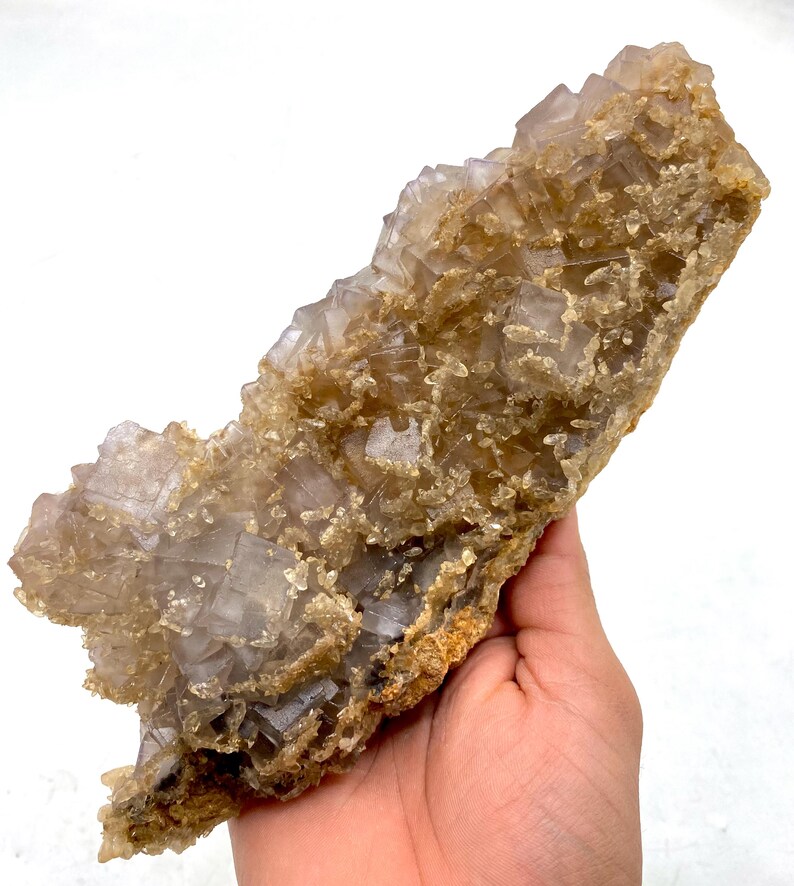 774 Gram Unique Large Piece! Natural Cubic FLUORITE With CALCITE ...