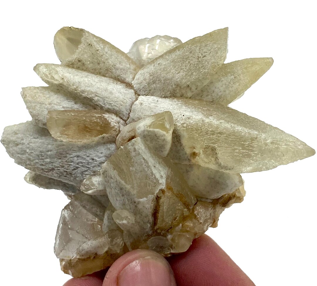 149 Gram Unique Natural Dog Tooth Calcite With Fluorite Specimen From ...
