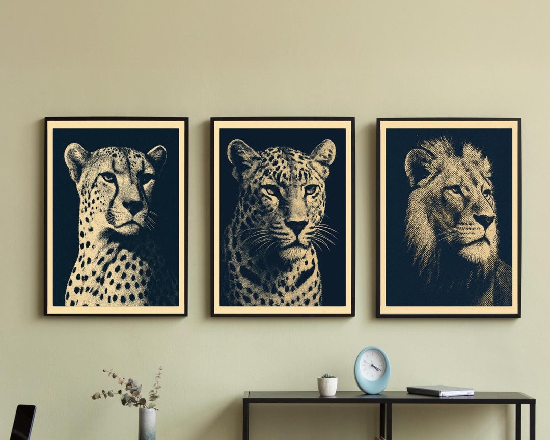 Safari Animal Prints: Lion, Leopard, Cheetah Art Set - Etsy