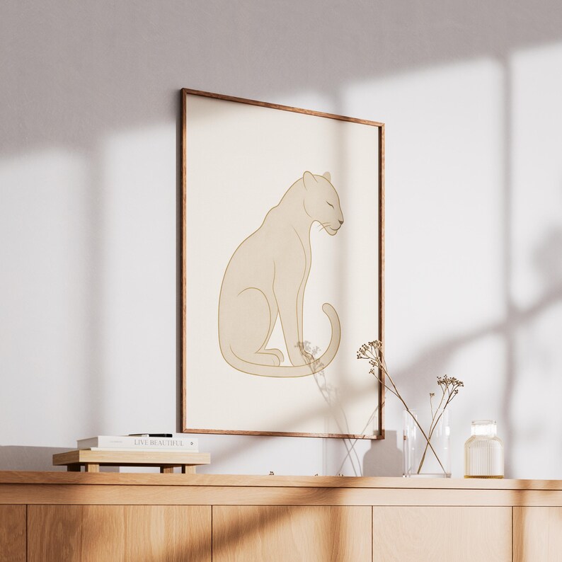 Minimalist Big Cat Line Drawing Wall Decor - Etsy