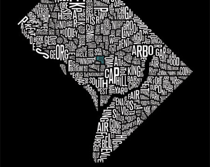Washington D.C. Neighborhood Map for Elizabeth - Etsy