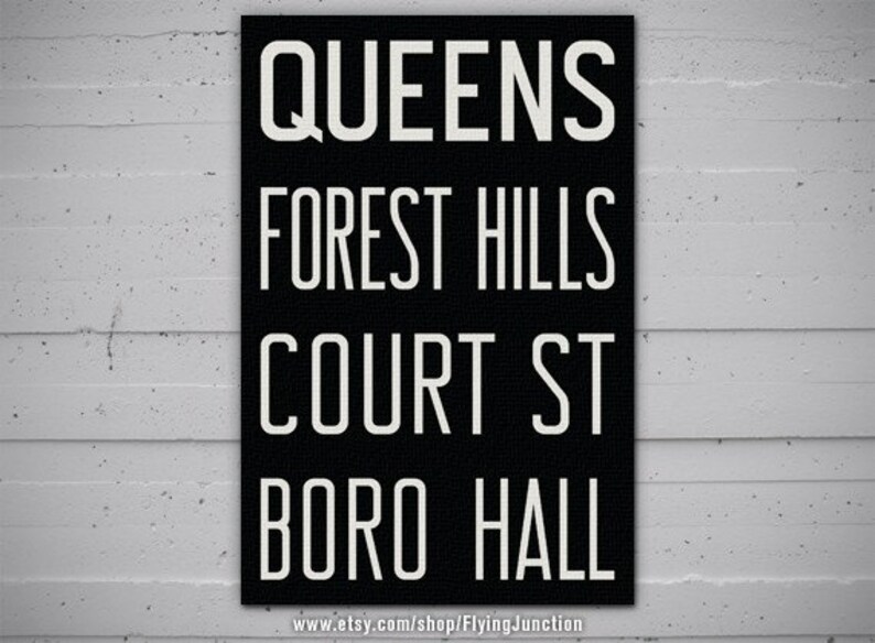 QUEENS New York City Vintage Look Subway Sign. Bus Scroll. - Etsy