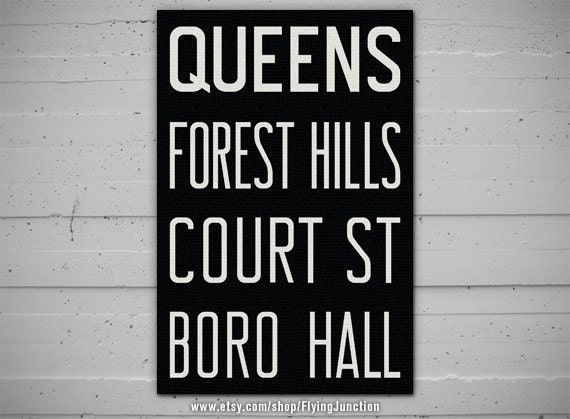 QUEENS New York City Vintage Look Subway Sign. Bus Scroll. | Etsy