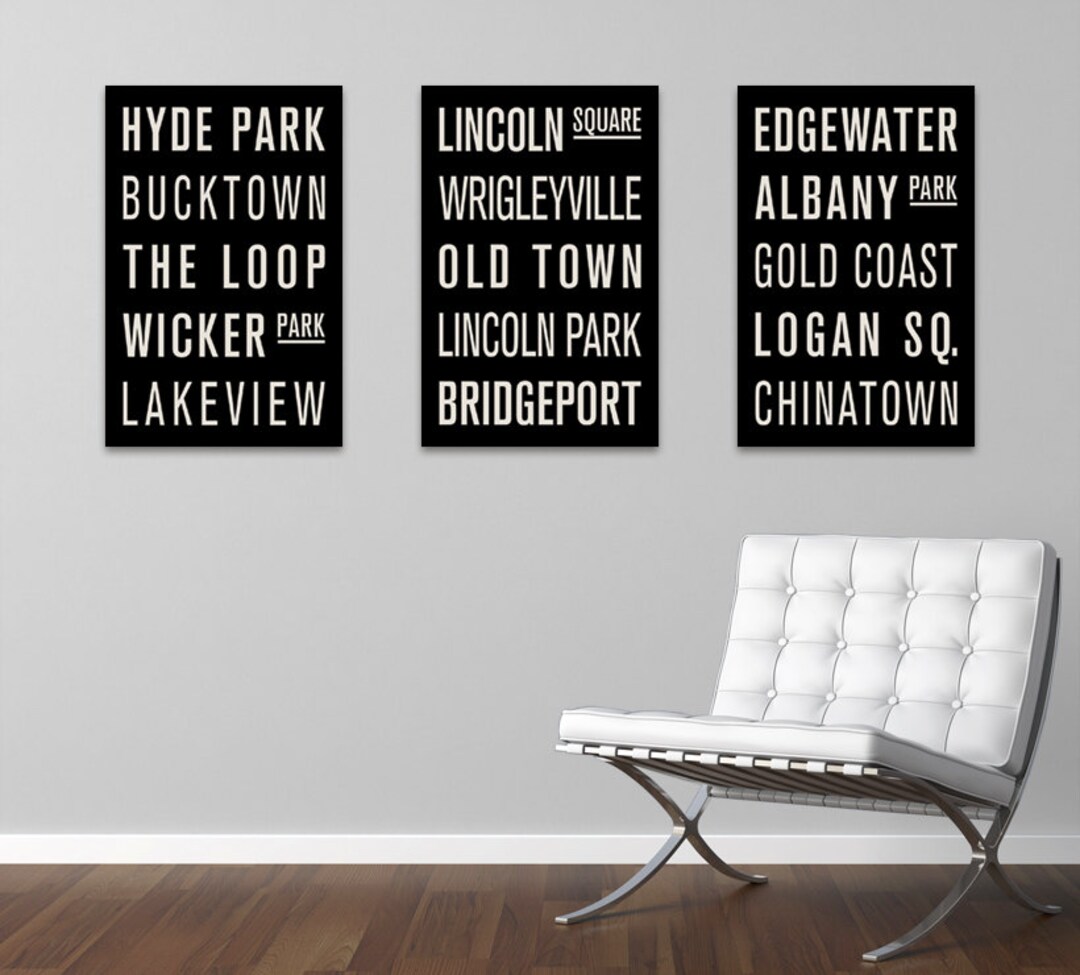 CHICAGO Subway Sign Prints. Bus Scrolls collection of 3 - Etsy