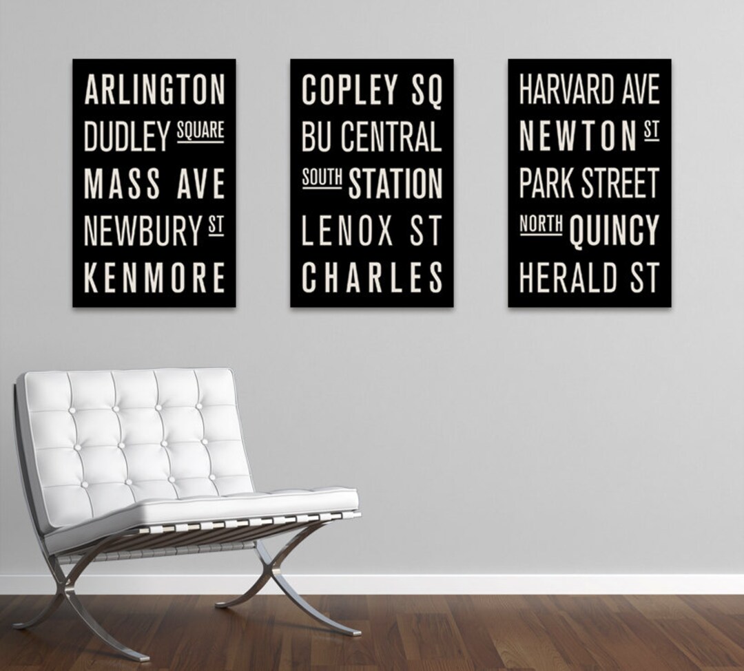 BOSTON Collection of 3 Subway Sign Prints. Bus Scrolls. - Etsy