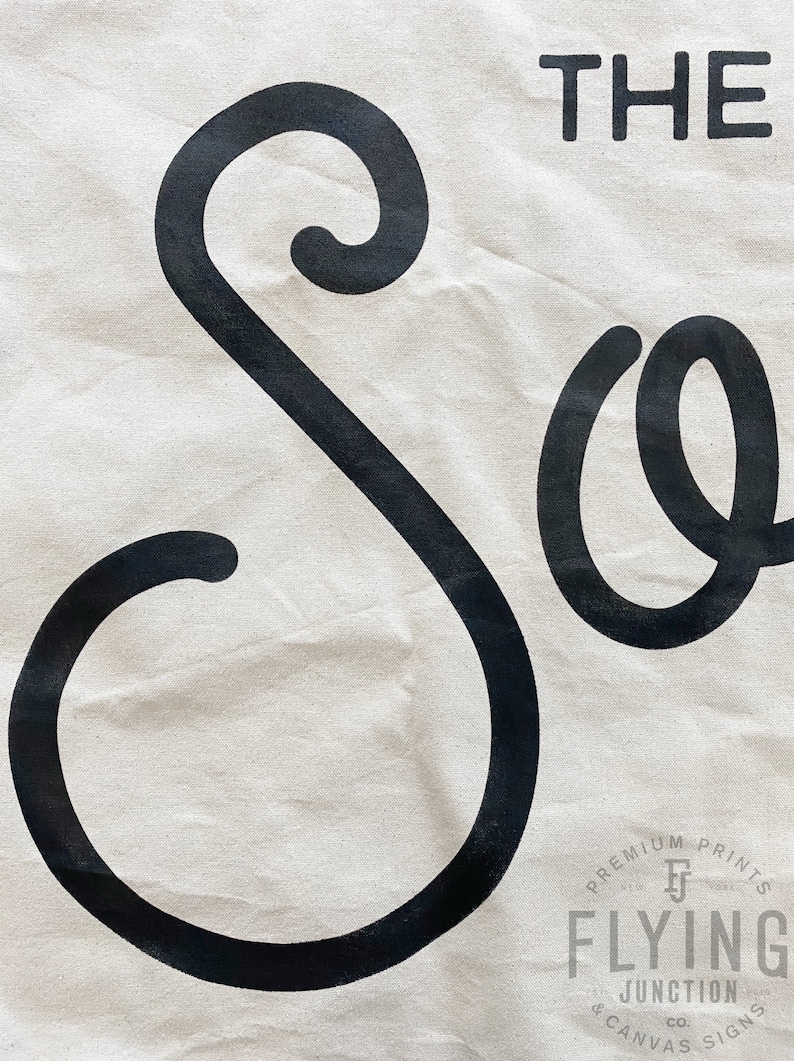 Custom Hand Painted Cotton Canvas Flag: Script Lettering, Vintage Look ...