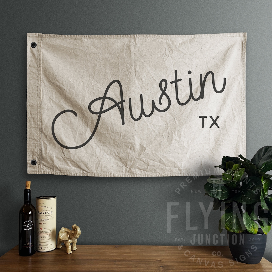 Custom Hand Painted Cotton Canvas Flag With Script Lettering - Etsy