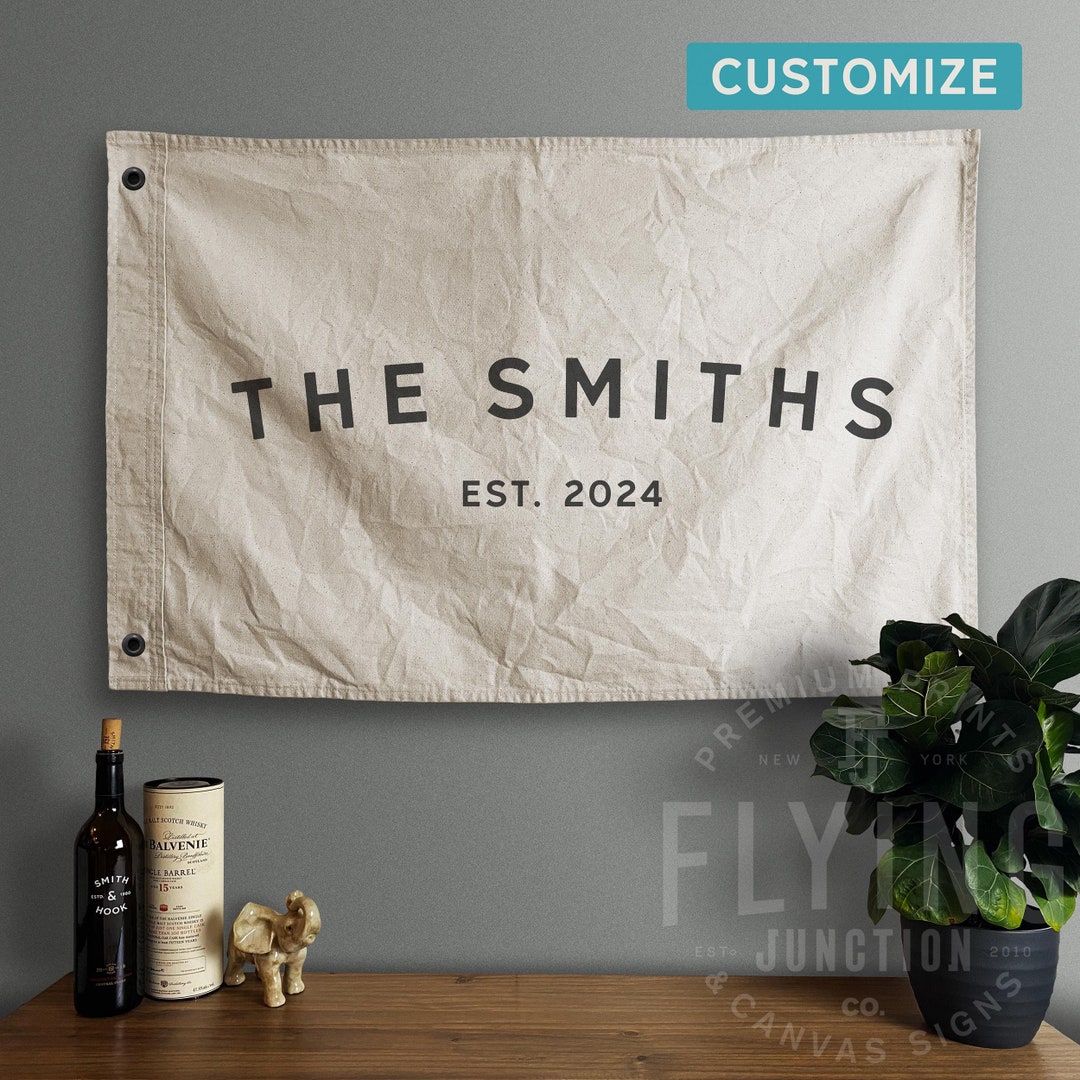 Custom Hand Painted Cotton Canvas Flag - Vintage Look | Wall Tapestry ...