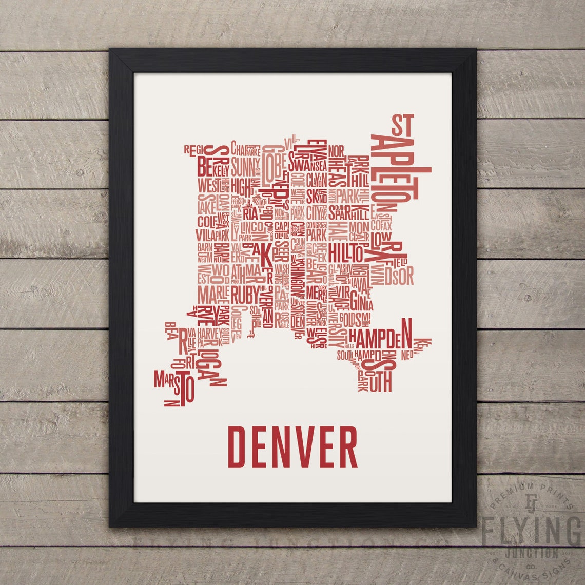 Denver Typography Map Denver Neighborhoods Print Denver Map - Etsy