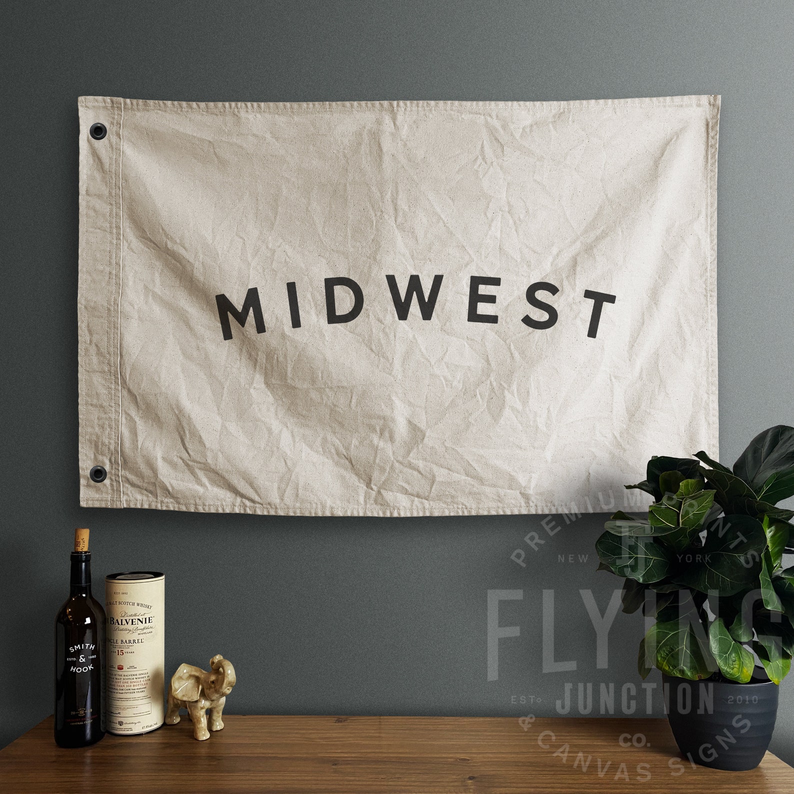 Custom Hand Painted Cotton Canvas Flag Vintage Look Wall Tapestry Home ...