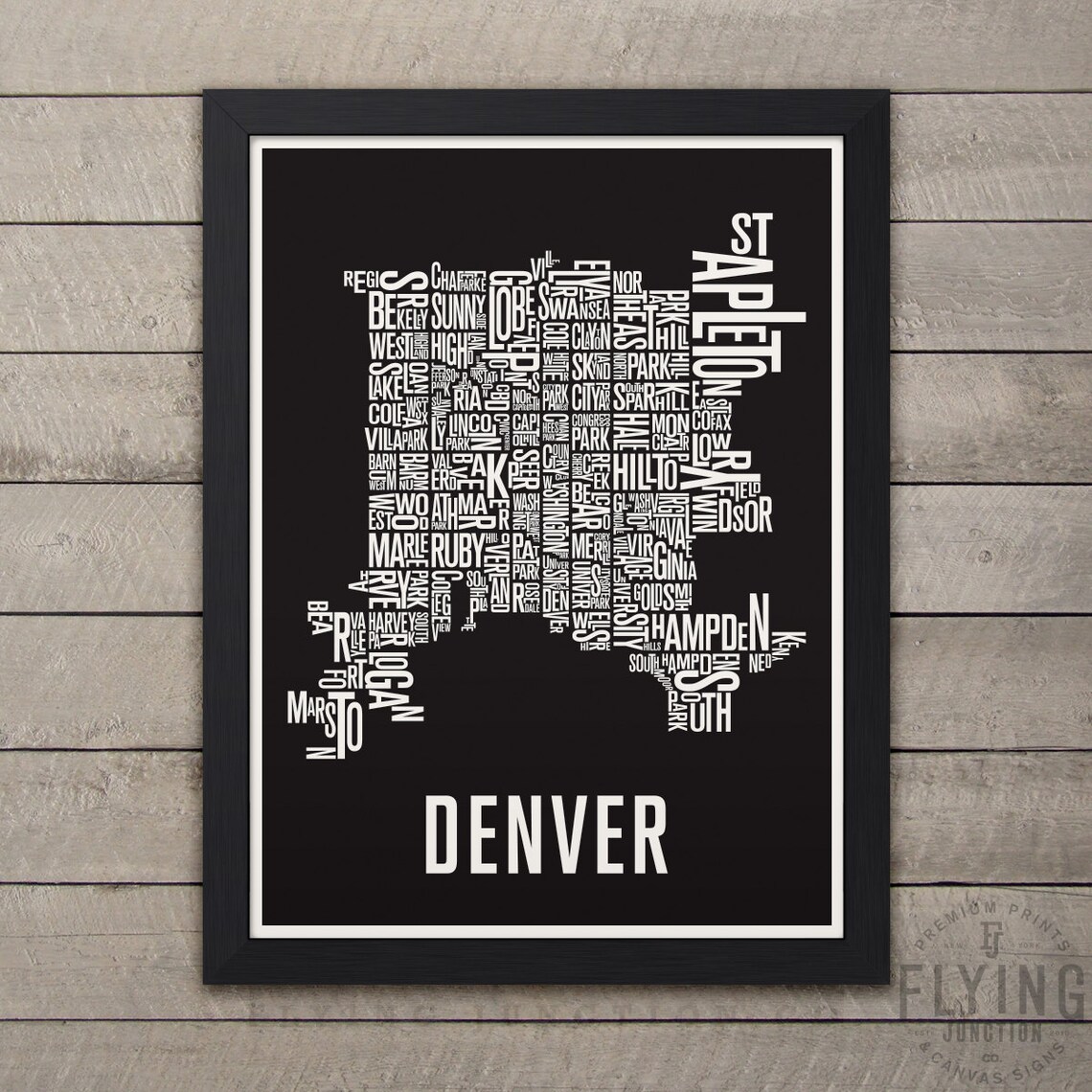 Denver Typography Map Denver Neighborhoods Print Denver Map - Etsy