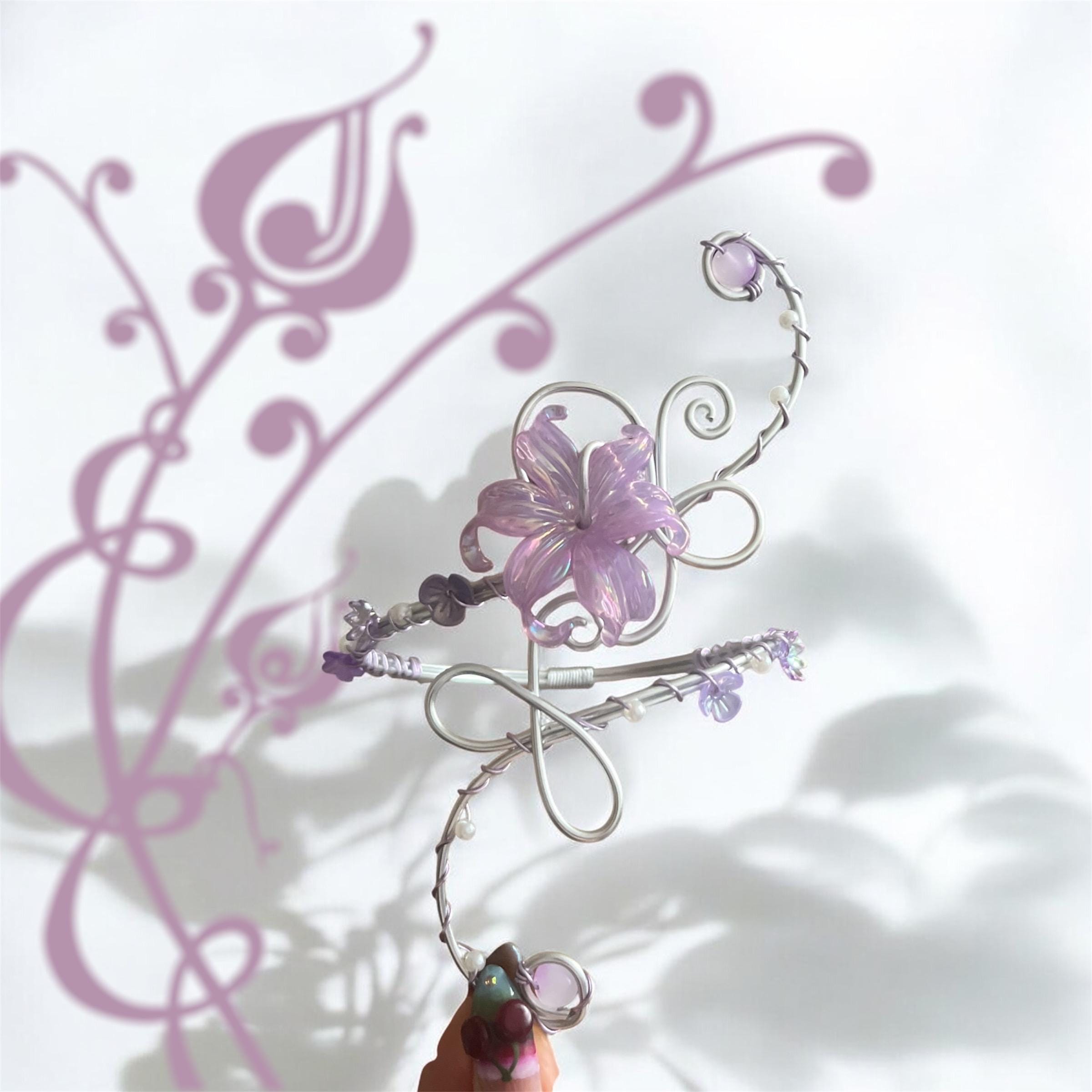 Whimsical Gold Purple Flower Arm Cuff - Etsy