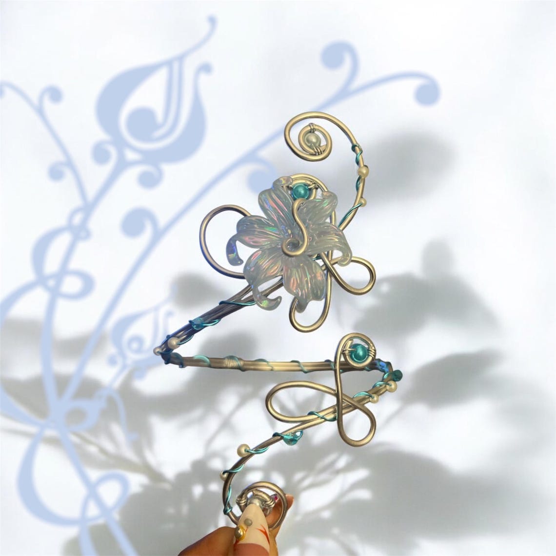 Whimsical Silver Blue Flower Arm Cuff - Silvermist Inspired - Etsy