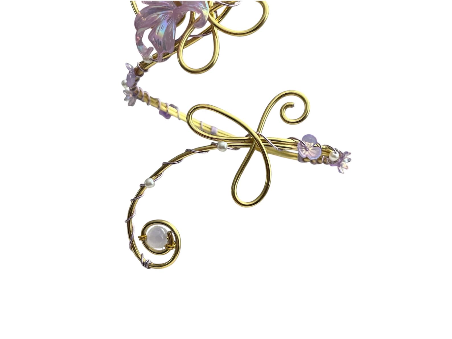 Whimsical Gold Purple Flower Arm Cuff - Tangled/rapunzel Inspired - Etsy