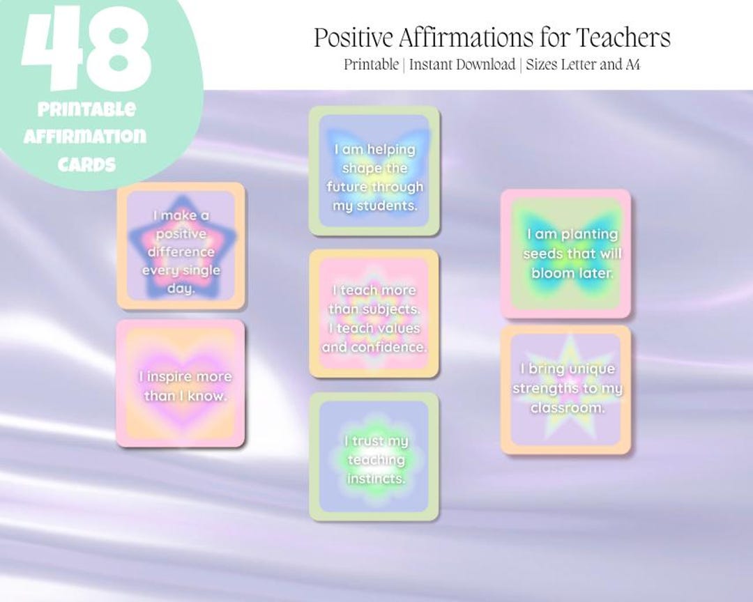 Printable Affirmation Cards for Teachers | Positive Affirmation Quote ...