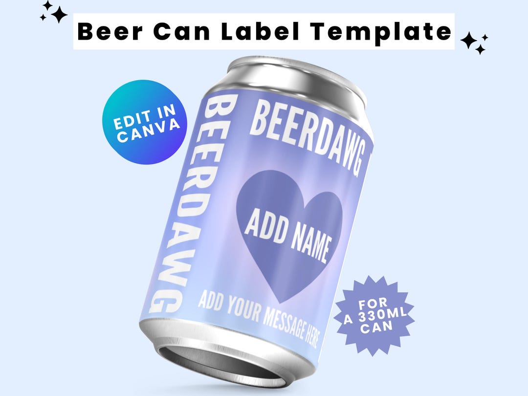 Personalised 330ml Beer Can Label | Canva Template | Custom Label for ...