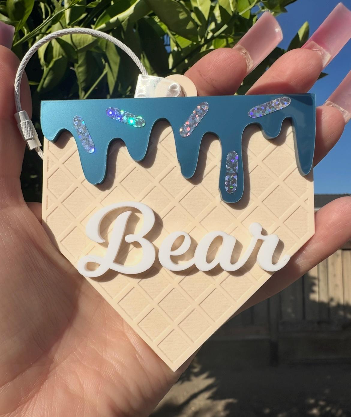 Waffle Drip Name Tag – Glitter Ice Cream Style - Etsy