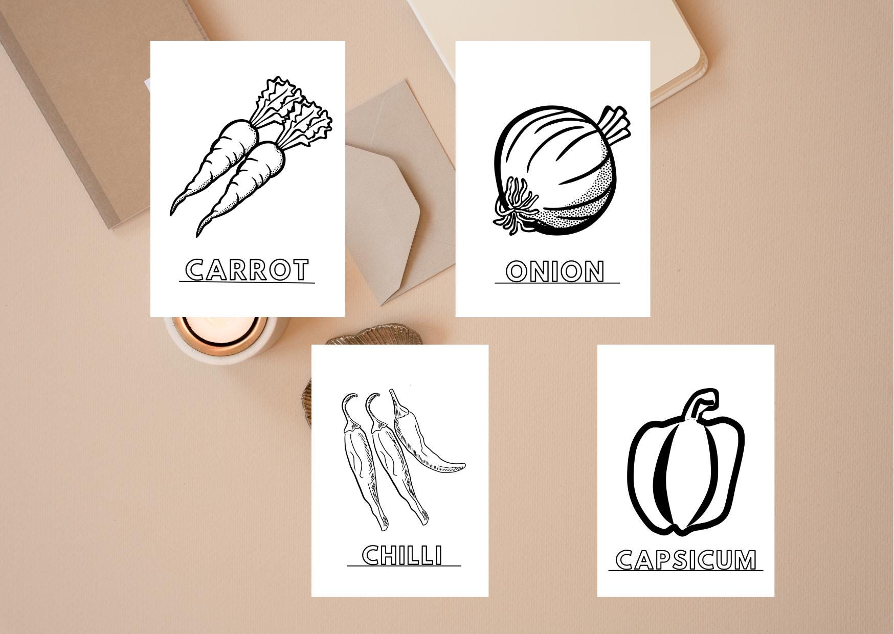 FRUITS, VEGITABLES and FLOWERS Coloring Book| 35 Printable Pages | Fun ...