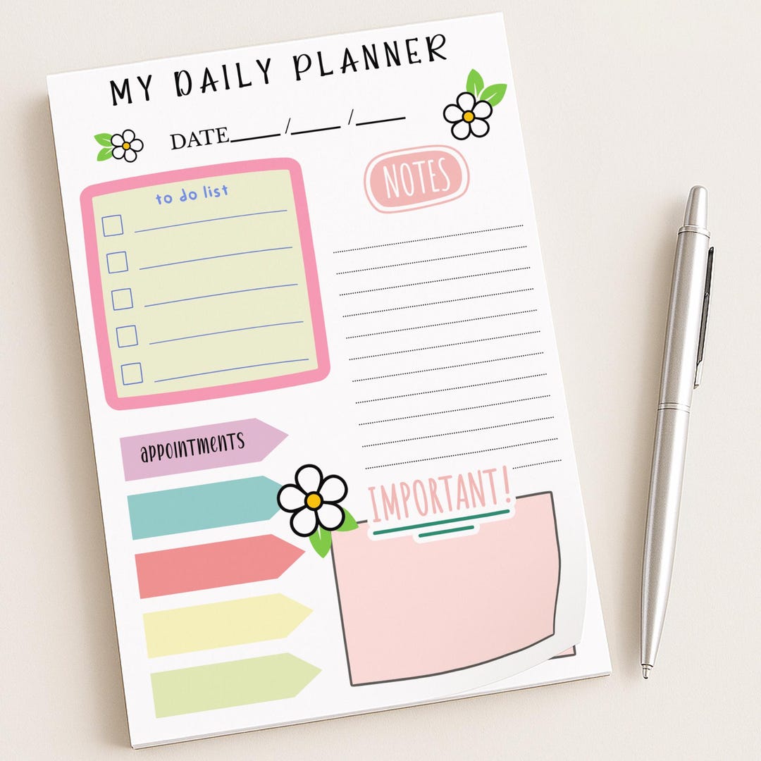 Daily Planner Notepad 5x7 | Organize Your Day | 50 Tearaway Sheets ...