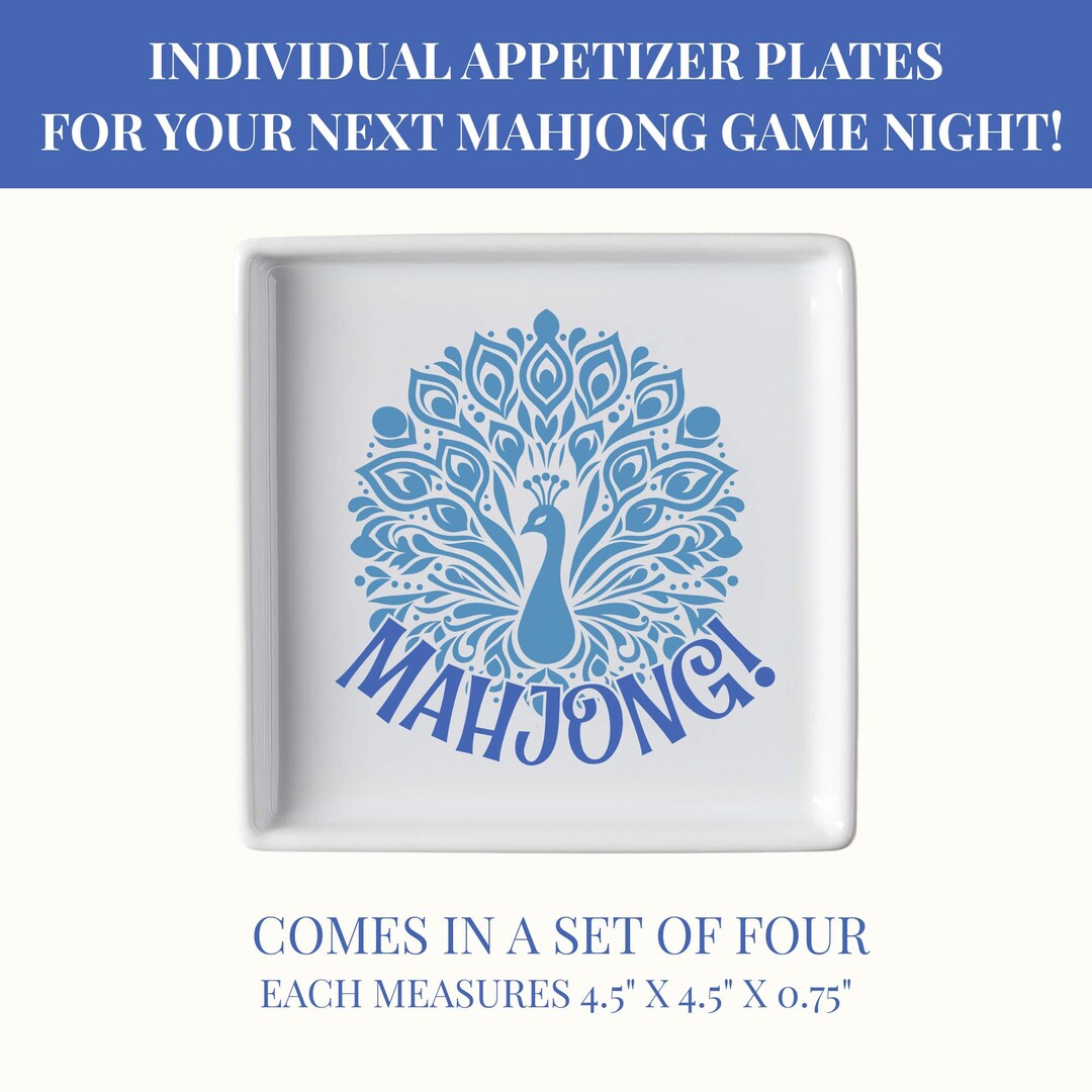 Mahjong Snack Plates, Chinoiserie Appetizer Dishes, Set of 4 - Etsy