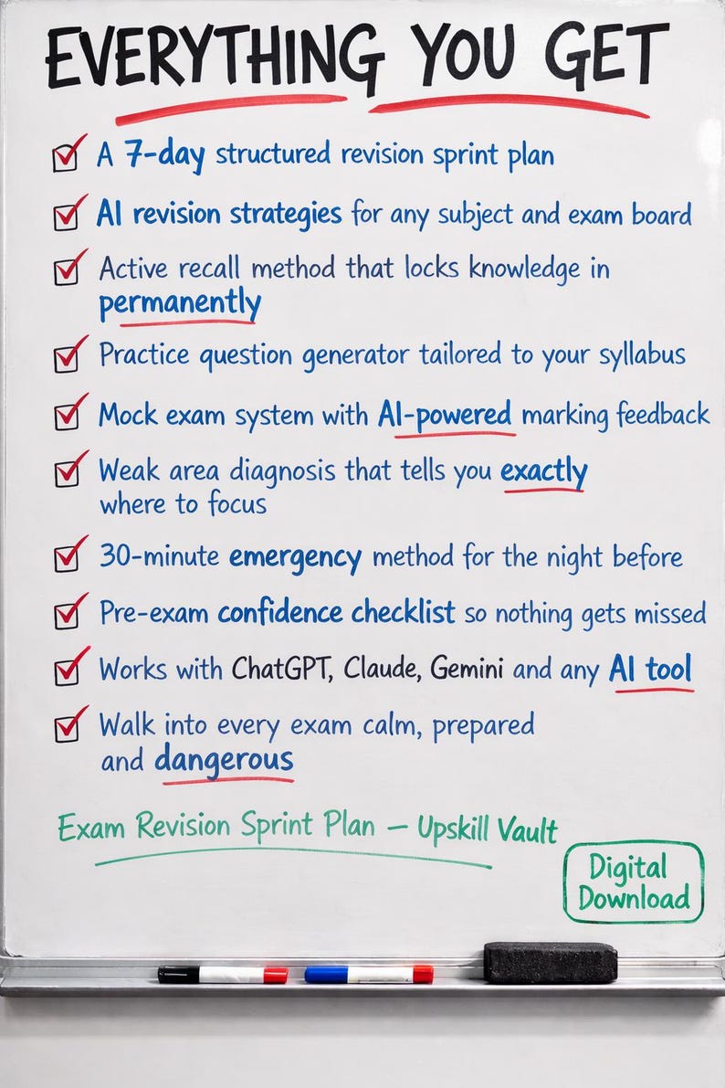Exam Revision Planner | 7 Day Study Sprint | Last Minute Study Guide ...