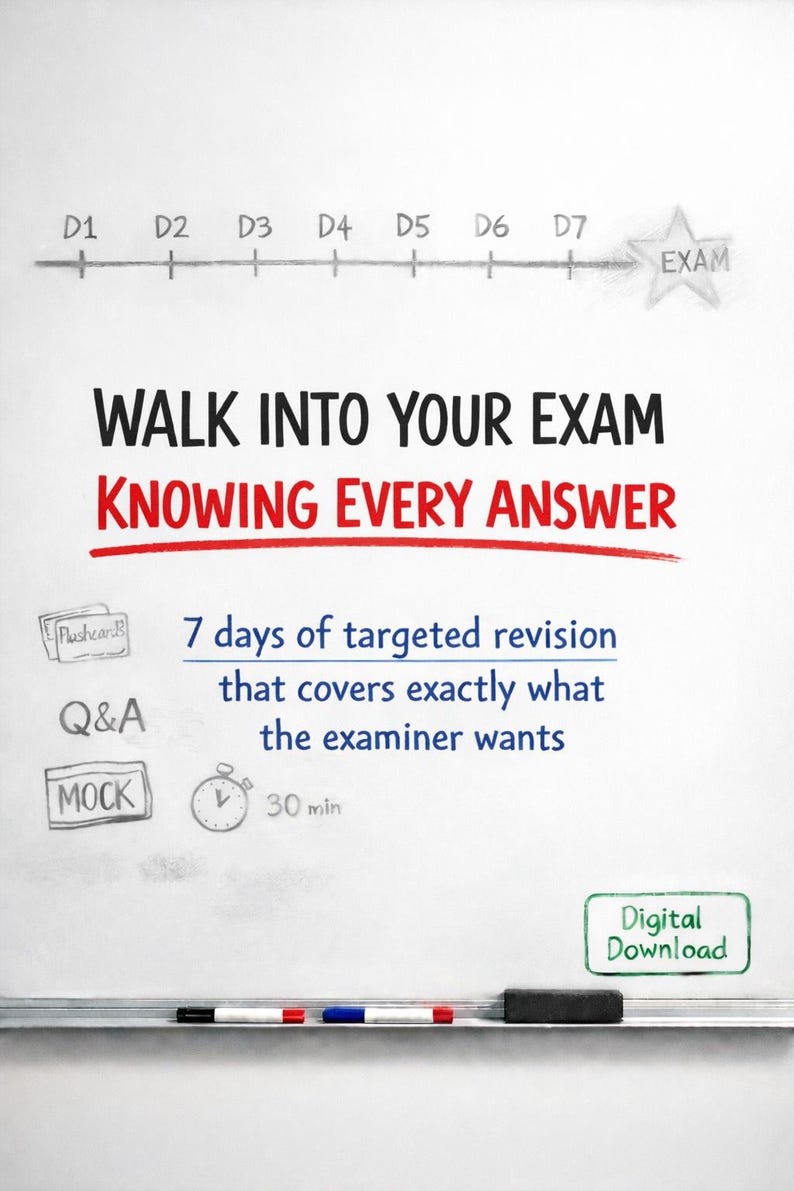 Exam Revision Planner | 7 Day Study Sprint | Last Minute Study Guide ...