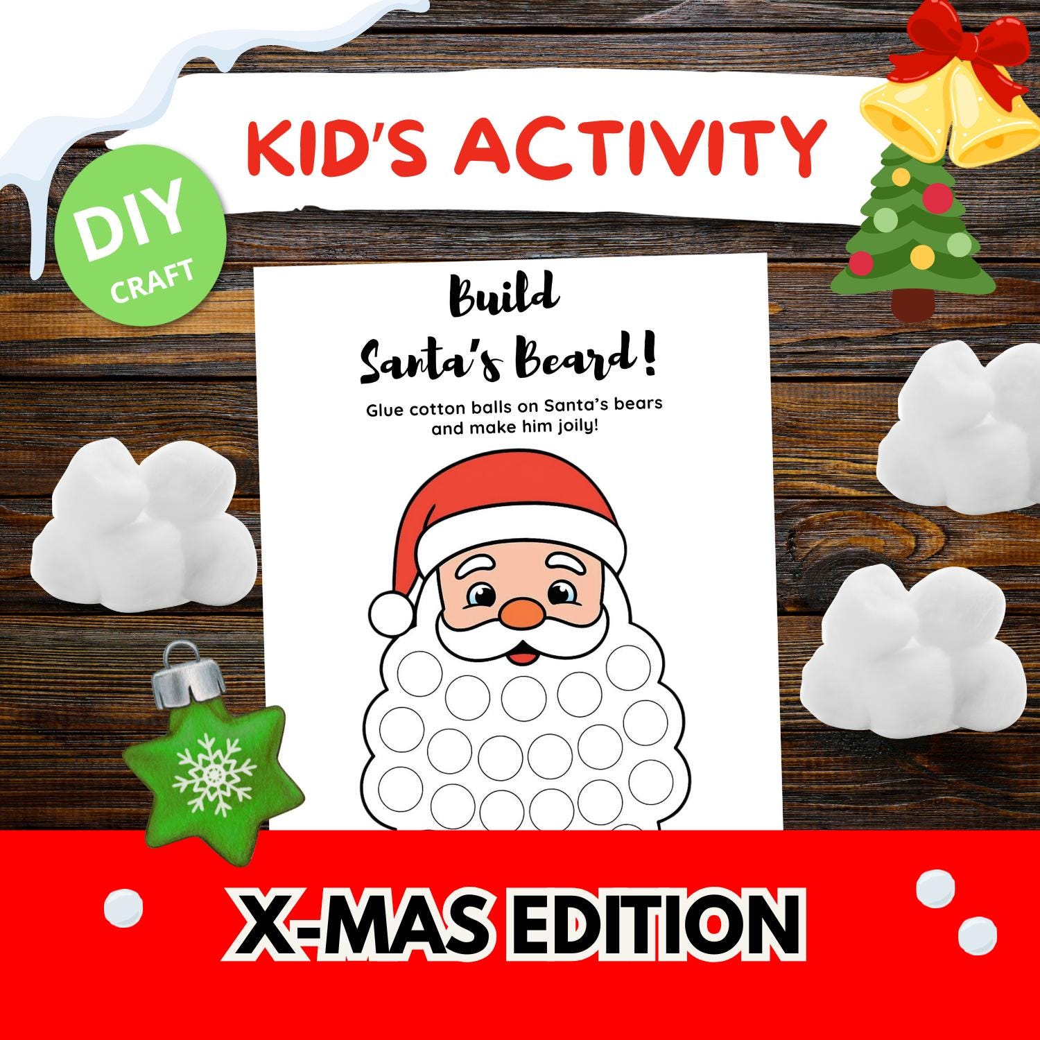 Build Santa’s Beard Craft Printable | Christmas Activity for Kids ...